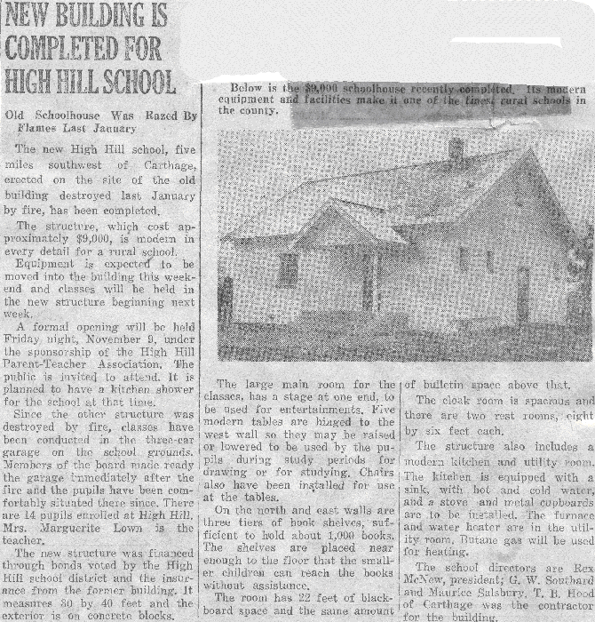 High Hill School History